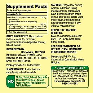 Spring Valley Blood Pressure Support, Heart Health, 60 Capsules. Includes Luall Fridge Magnetic