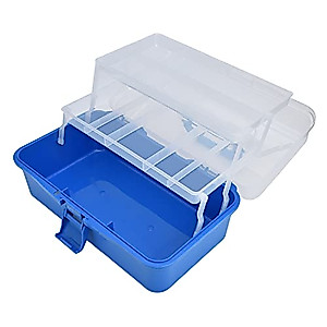 Storage Toolbox 3 Layer Plastic Storage Box Portable Folding Handheld Tool Organizer with Transparent Cover for Indoor Outdoor