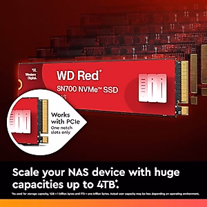Western Digital 2TB WD Red SN700 NVMe Internal Solid State Drive SSD for NAS Devices - Gen3 PCIe, M.2 2280, Up to 3,400 MB/s - WDS200T1R0C