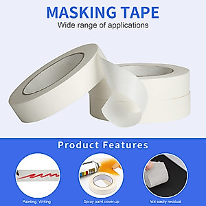JayJayup Masking Tape 1 inch Wide, 12 Rolls General Purpose Masking Tape Bulk for Painting, Labeling, Art, Office, Home, Craft, 1 Inch x 55 Yards x 12 Rolls, 660 Yards in Total