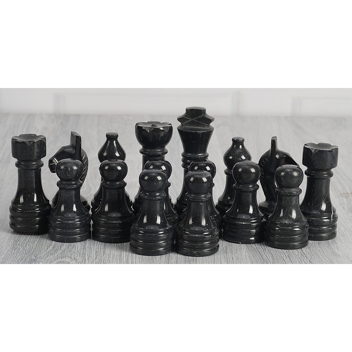 Radicaln Marble Chess Pieces Black & Multi Green 3.5 Inch King Figures Handmade 32 Chess Figures - Suitable for 16-20 Inch Chess Game - Board Games