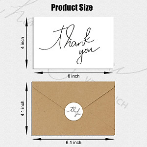 WLIEYEE (48 Pack) Thank You Cards With Envelopes, 6 x 4 Inches Thank You Blank Notes with Stickers for Engagement, Business, Graduation, Baby Shower and Bridal Wedding (White, 48 Pack)