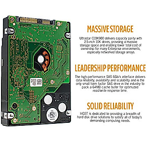 HGST Ultrastar C10K900 | HUC109060CSS600 | 0B26013 | 600GB 10K RPM SAS 6.0Gb/s 64MB Cache | 2.5in SFF | 512n | Cache Enterprise Hard Disk Drive (Renewed)