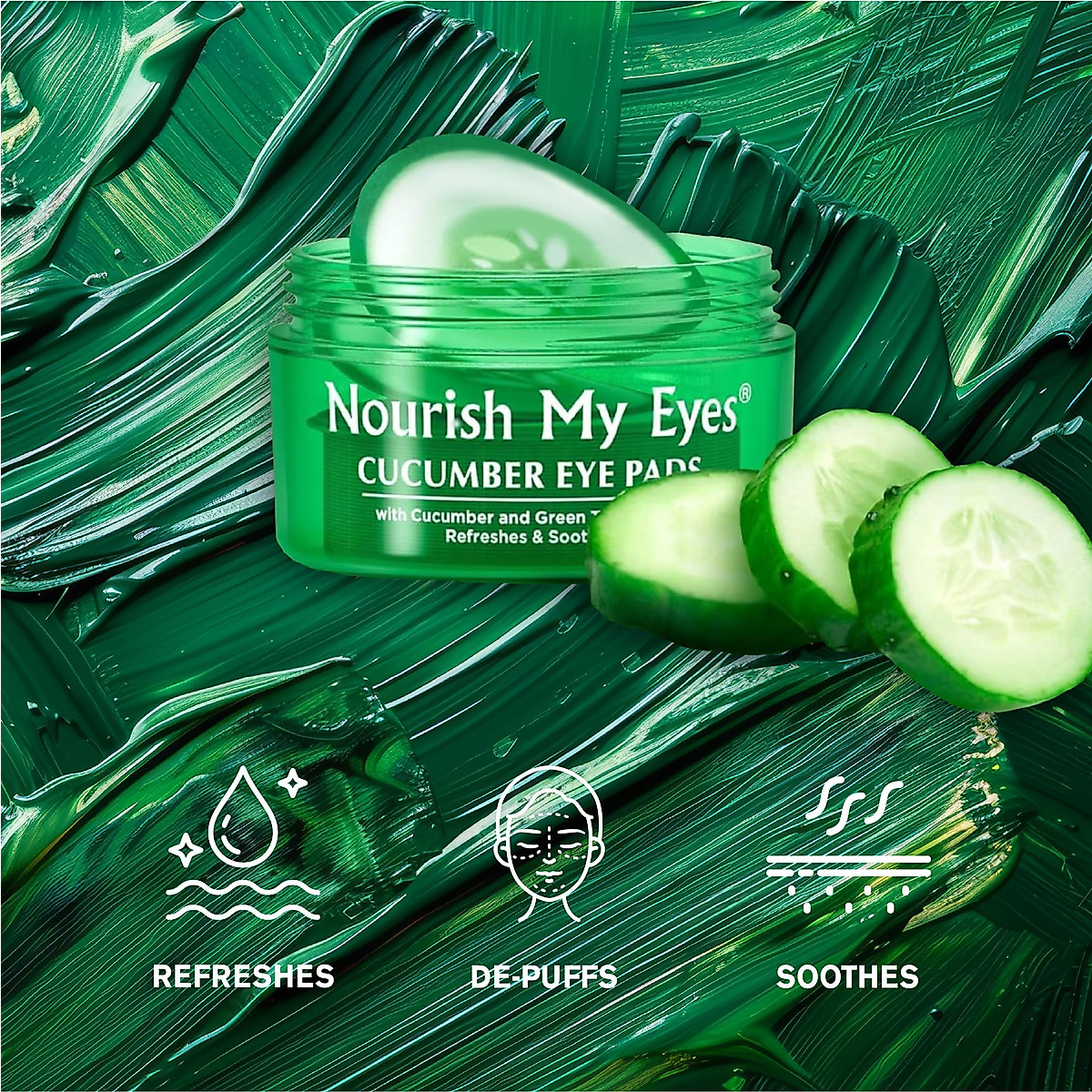 Fran Wilson Nourish My Eyes Eye Pads - Soothe Tired Eyes, Reduce Puffiness & Dark Circles, hydrates the skin around the eyes - 36 Count - Cooling & Refreshing, Instantly (Cucumber)