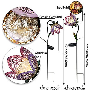 TERESA'S COLLECTIONS Flower Solar Garden Decorations Lights for Lawn Ornaments, 27-29.5 Inch Metal Tulip Outdoor Decor Decorative Stake for Yard Porch Patio, Set of 2