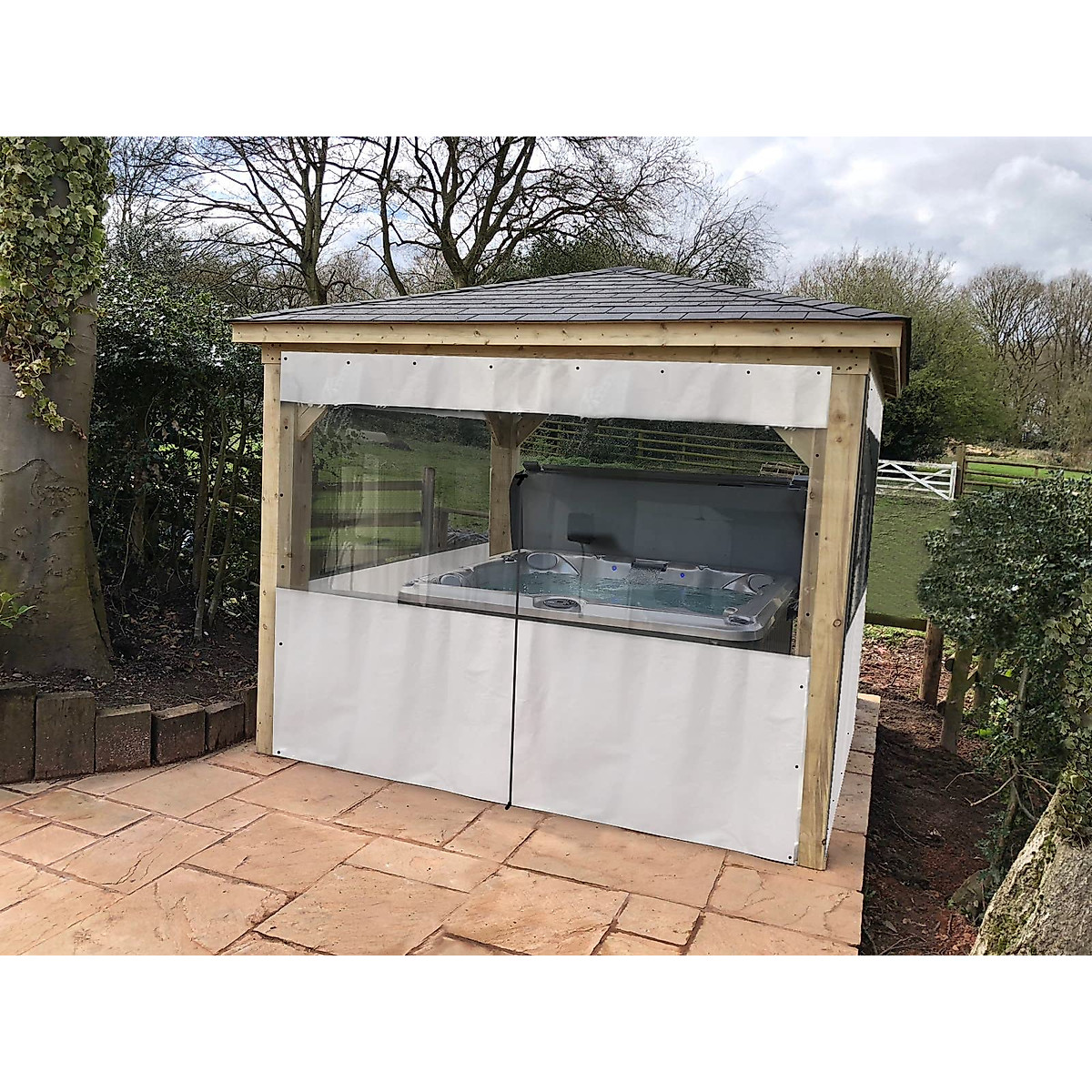 AKON Curtain Track Custom Pavilion Tarp Sides | Made to Order | Waterproof | 100% UV & Weather Resistant