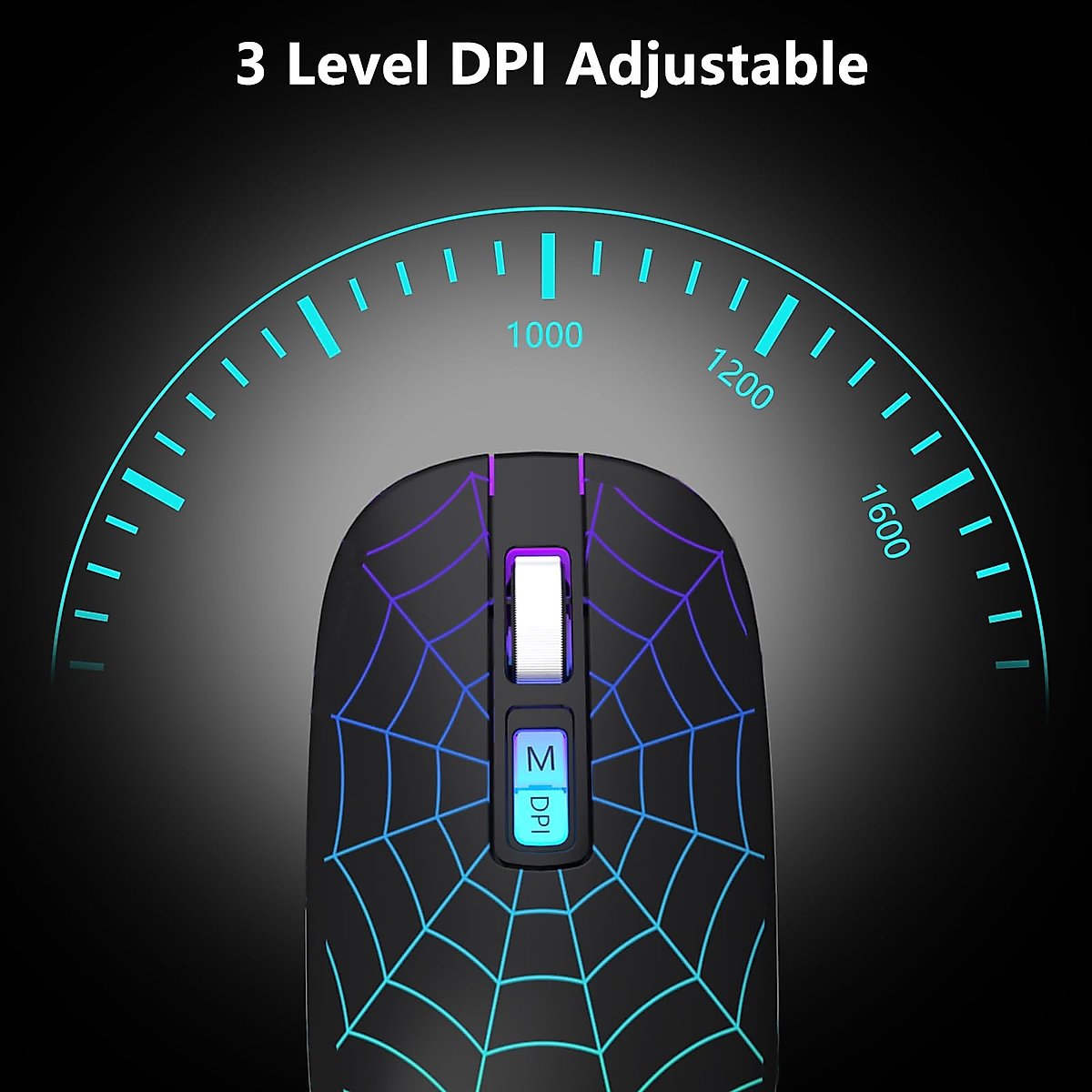 HOTLIFE Wireless Mouse，Wireless Bluetooth Mouse for Laptop - LED Computer Mice (Bluetooth 5.1 +USB) - Rechargeable Mouse - 2.4G Portable Tpye-c Mouse - Wireless Mouse for PC, Mac OS, Android, Windows