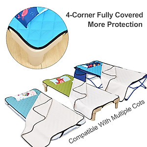 KRAND Kids Nap Mat with Washable Pillow and Blanket All-in-One Comfy Bedding for Toddler Boys & Girls Preschool Daycare Cot,Features 100% Cotton Sleep Side and Elastic Straps-Pink Castle