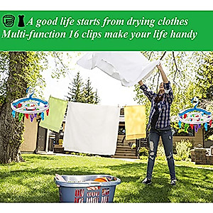 Newraturner Clothespin Rack Laundry Drying Rack,Clothes Hangers with 16 Clips,Clip Hanger Drip Hanger for Drying Underwear,Towel,Baby Clothes,Hat,Scarf,Socks,Bras,Pants,Cloth Diapers,Gloves