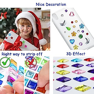 10 Sheets Gems Stickers, Eye Body Face Gems Jewels for Makeup Self Adhesive Crystal Rainbow Rhinestones for DIY Craft Nail Body Makeup Festival