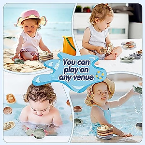 Bath Toys Floating Boats with Bathing Spoon, 11 PCS Bathtub Mold Free Bath Toy for Babies Water Table Toys Toddler Birthday Gift for Preschool Boys/Girls