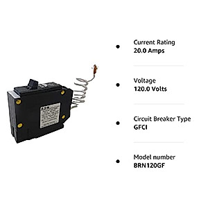 EATON BRN120GF Br Gfci, 5ma, 1 Pole, 10kaic, 20a, Pigta