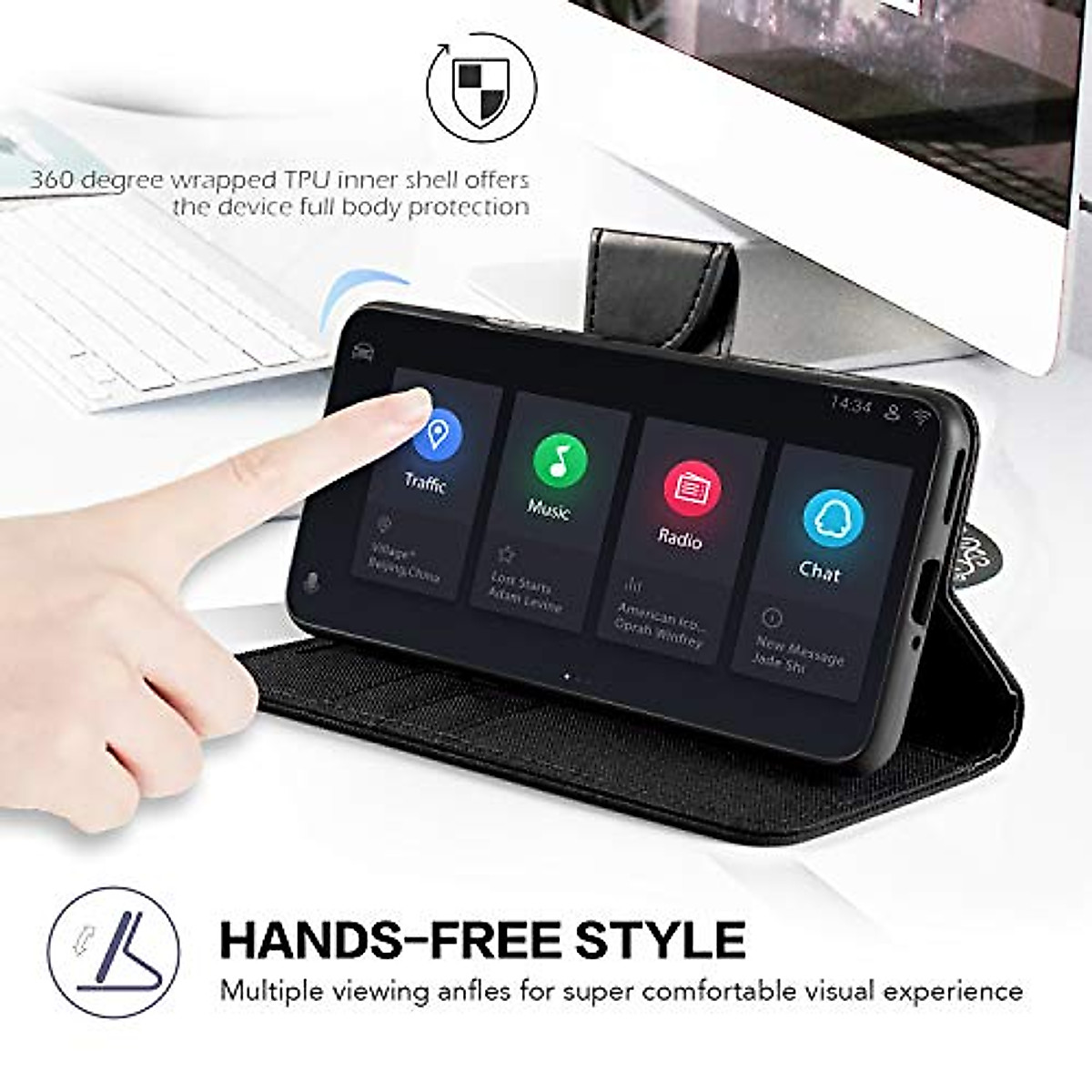 Shantime Oppo Reno 6 Pro 5G Case, Oxford Leather Wallet Case with Soft TPU Back Cover Magnet Flip Case for Oppo Reno 6 Pro 5G Black