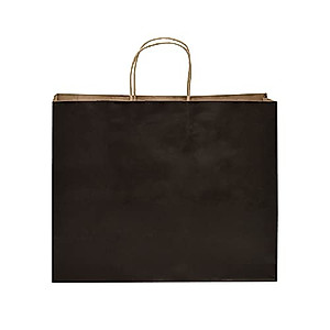 Paper Bags with Handles - 16x6x12 Inch 100 Pack Extra Large Black Gift Bags, Kraft Paper Totes for Gift Wrapping, Wedding & Birthday Party Favor, Small Business, Retail, Grocery & Shopping Use, Bulk