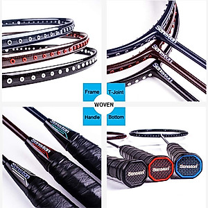 Senston Professional Woven Badminton Racket 100% Full Carbon-Fiber High-Grade Badminton Racquet Including Grip Racket Cover Red Color