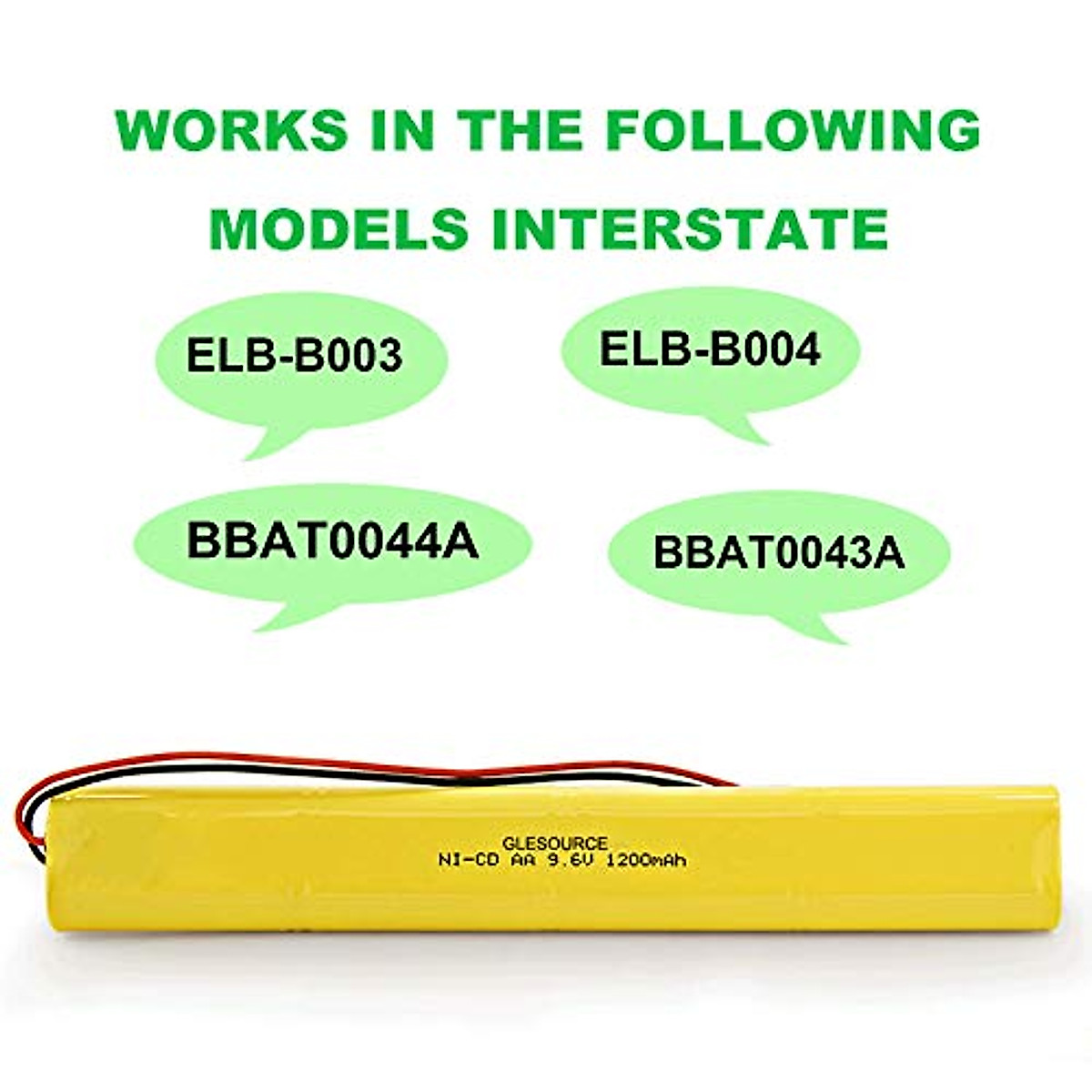 GLESOURCE 9.6V 1200mAh Battery Compatible for ELBB003 Lithonia ELB-B003 ELB-B004 ELBB004 OSI OSA228 DANTONA CUSTOM-306-U BBAT0044A BAA-96 BBAT0043A Emergency Light(4 Pack)