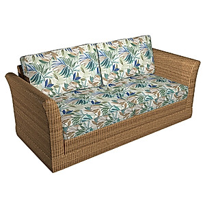 A239 Outdoor Indoor Marine Upholstery Fabric by The Yard | Various Vibrant Leaves - Teal Beige and Green