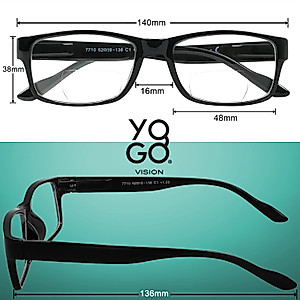 Bifocal Reading Glasses for Men and Women Rectangle MultiFocal Readers with Spring Hinges Retro Design +2