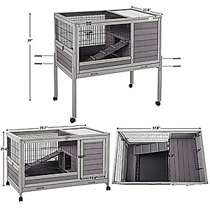 GUTINNEEN Rabbit Cage Indoor Outdoor Bunny Hutch for Hamster Ferret and Other Small Animals Guinea Pig Habitats with Wire Bottom Netting Above The Pull Out Tray