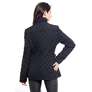 S P Y M Womens Diamond Quilted Jacket Lightweight Padding Coat with Pockets, Regular and Plus Size