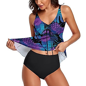 Smicabe Tankini Swimsuit for Women 2 Piece Modest Blouson Tank Top Bathing Suits with Bikini Bottom