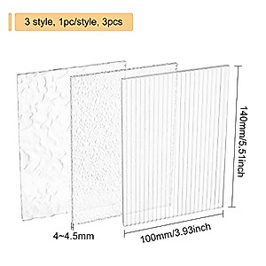 FINGERINSPIRE 3 Styles Clear Acrylic Rectangle Display Board Reflective Display Photography Background Board Acrylic Decor Board for Product Showing（Stripes, Water Ripples, Ice Patterns