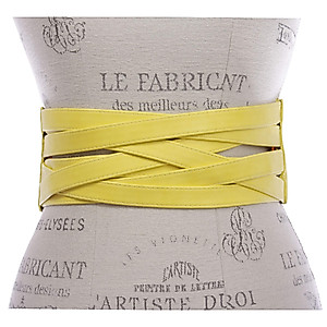 4" Women's High Waist Non Leather Fashion Wide Braided Stretch Belt, Yellow | l/xl: 37"-40"