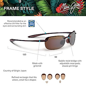 Maui Jim Men's and Women's Sandy Beach Polarized Rimless Sunglasses, Tortoise/HCL® Bronze, Small