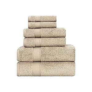 LA HAMMAM 6 Piece Towel Set - 2 Bath Towels, 2 Hand Towels, 2 Washcloths for Bathroom, College Dorm, Kitchen, Shower, Pool, Hotel, Gym & Spa | Soft & Absorbent Turkish Cotton Towel Sets - Beige
