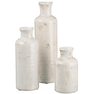 Sullivans Small White Ceramic Vase Set of 3, Modern Farmhouse Home Décor Accents; Living Room Décor and Accessories, Table and Mantle Decorations, Cottagecore Décor, Boho Faux Floral Vases (CM2333)