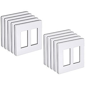 [10 Pack] BESTTEN 2-Gang Screwless Wall Plate, USWP6 Snow White Series, Decorator Outlet Cover, H4.69” x W4.73”, for Light Switch, Dimmer, GFCI, USB Receptacle