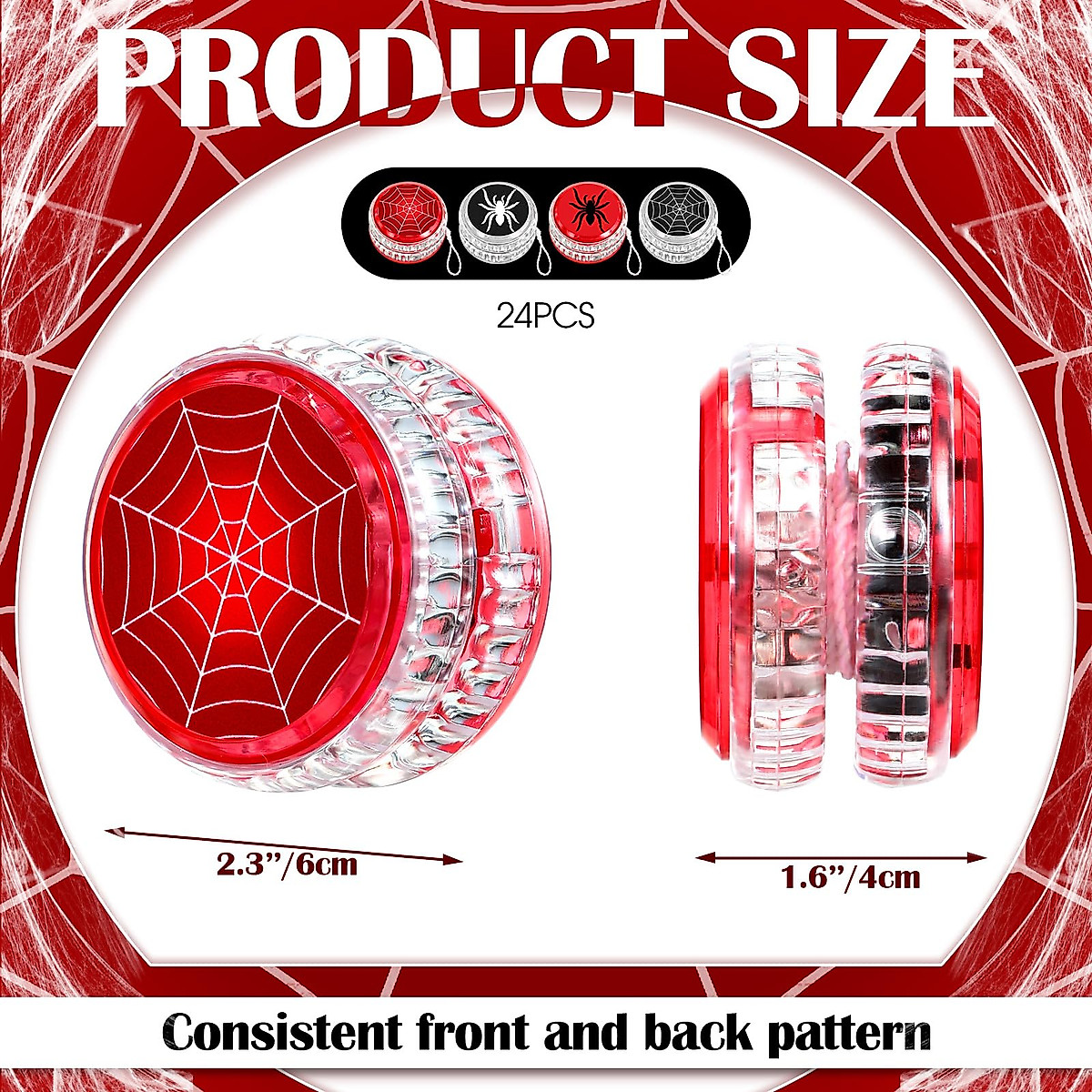 Liliful Spider Party Favors Birthday Party Supplies LED Lighted Yo Yo Bulk Spider Theme Toy for Boys Girls Goodies Bag Filler Hero Gifts in Bulk