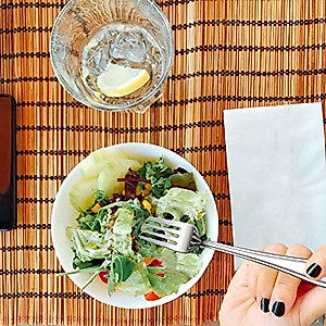 Salad Forks Set of 6, Flatware Forks 7-Inch, Stainless Steel Table Forks Mirror Polishing (Silver, 6pcs-Round Handle)