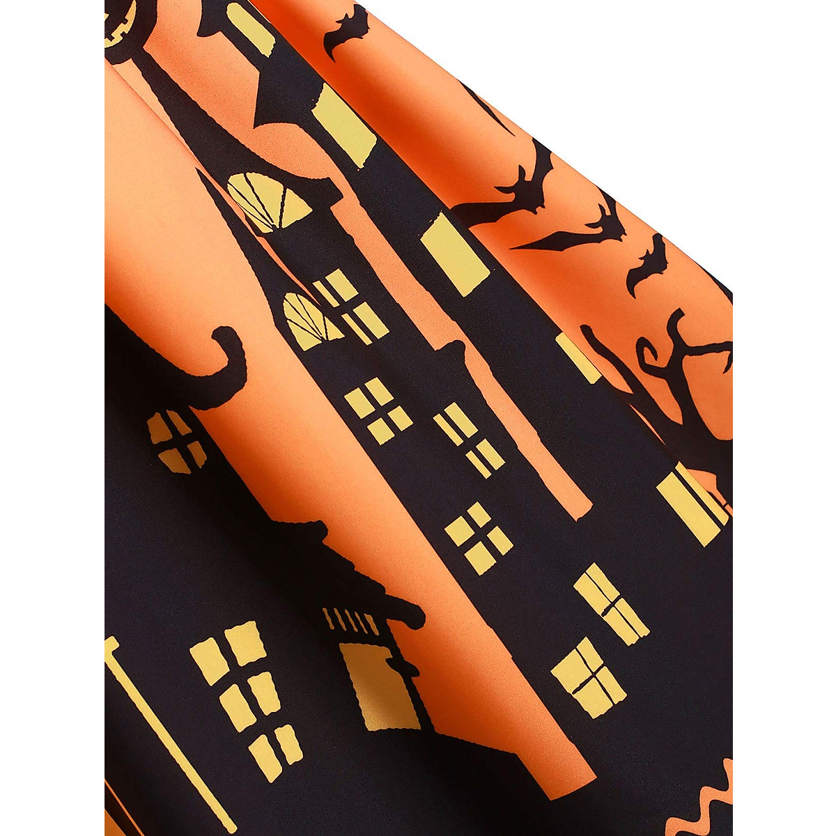 ZEZCLO Women's Plus Size Halloween Dress Funny Striped Pumpkin Halloween Costume Flared Dresses Orange 3XL