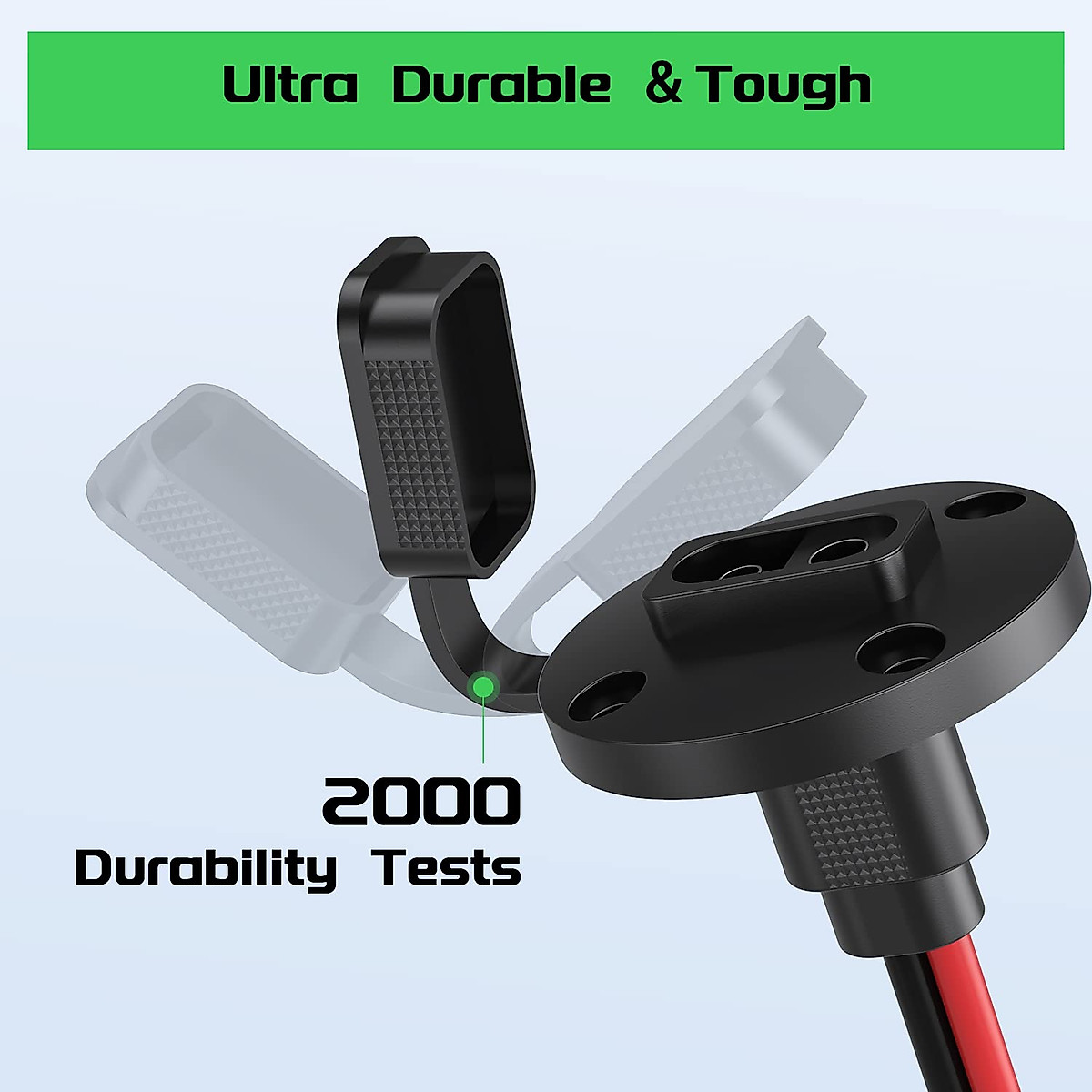 Bateria Power SAE Connector Power Socket Sidewall Port, 10AWG Cable Weatherproof Cable Quick Connect Panel Mount Universal Flush Mount Adapter for Solar Generator Battery Charger (2 Pack)