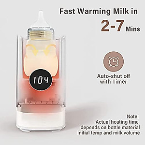 Baby Bottle Warmer, Bottle Warmer for Breastmilk/Formula, 5-in-1 Food Heater, Baby Milk Bottle Warmer with Timer, LCD Display, Accurate Temperature Control, 24H Constant Warming, Power-Off Protection
