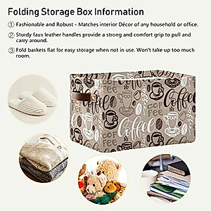 Coffee Storage Basket Fabric Storage Bin Farmhouse Coffee Pod Holder Baskets, Coffee Cup Foldable Storage Boxes Organizer for Baby Cloth Dog Toy Book Storage Cubes Shelf Closet Basket 16×12×8 Inches