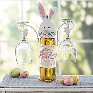 The Lakeside Collection Easter Bunny Wine or Beverage Bottle and Drinking Glass Holder