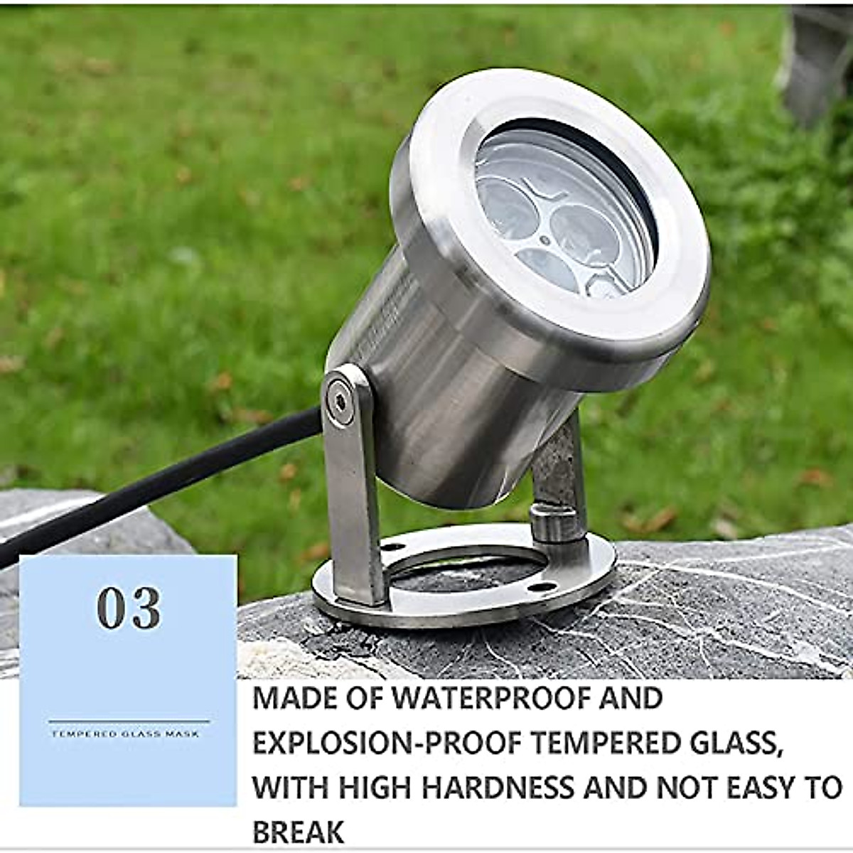 AMDHZ 3W Underwater Lights 304 Stainless Steel Waterproof IP68 Pool Lights Garden Pond Lights for Fountain Fish Pond Underwater (Color : White Light, Size : 220V)