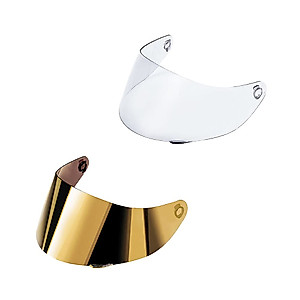 GDM Ghost Full Face Motorcycle Helmet with Clear and Gold Shields (Pearl White, Medium)