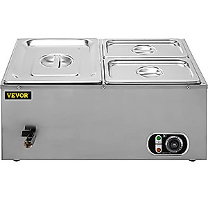 Commercial Food Warmer Stainless Steel Bain Marie with Precise Temperature Control and Large 16 Qt Capacity