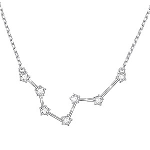Constellation Necklace 925 Sterling Silver CZ Horoscope Zodiac Constellation Pisces Pendant Necklace for Women,18"