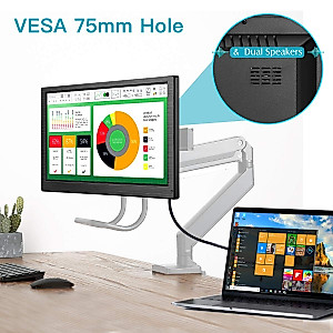 Eyoyo 13.3 inch IPS HDMI Monitor 1920x1080 16: 9 LCD Display Screen Support HDMI VGA Intput for PC Laptop Computer Home Security CCTV System with Loudspeakers