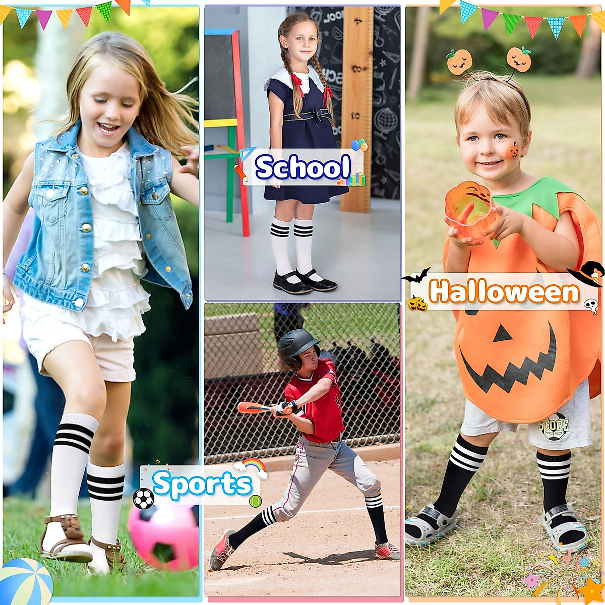 Olreco Kids Soccer Socks Boys Soccer Socks Toddler Soccer Socks Youth Soccer Socks Kids 4-6 Girls Soccer Socks Baseball Socks