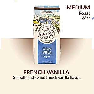 New England Coffee French Vanilla Medium Roast Ground Coffee, 22oz Bag (Pack of 1)
