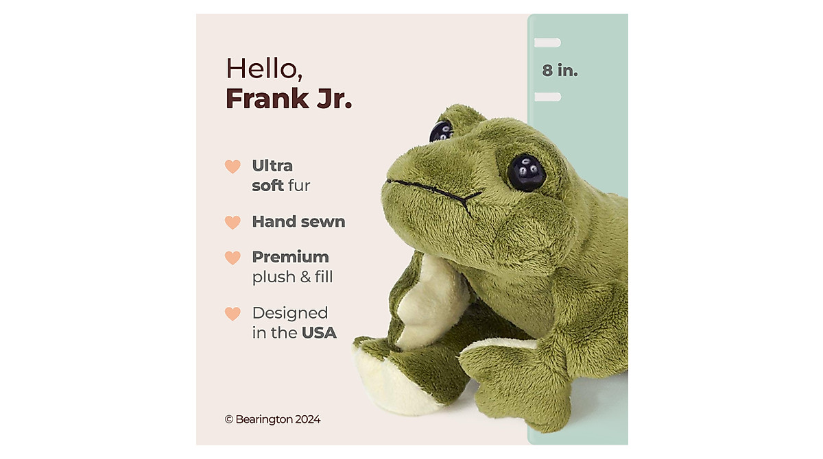 Bearington Frank Jr. Plush Frog - 8" Huggable Toy