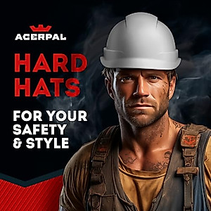 ACERPAL Cap Style Vented White Solid Color OSHA Hard Hat with 6 Point Suspension