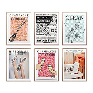 Hatofis Retro Folklore Music Poster Aesthetic Pink Girly Canvas Wall Art Preppy Reputation Poster Room Aesthetics Decor Set of 6 Unframe 8x10 inch