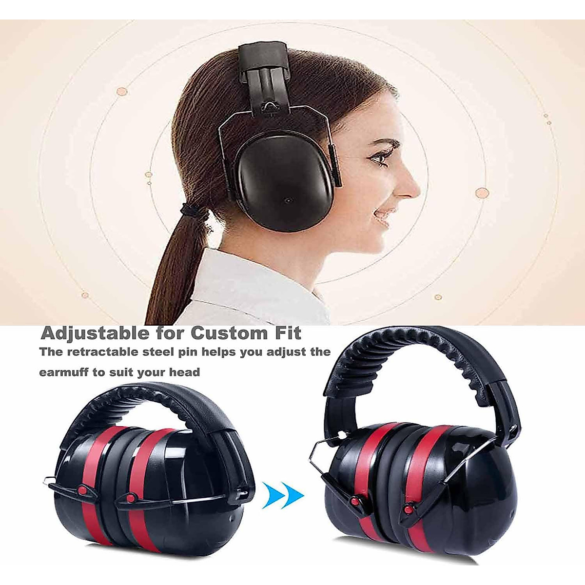 MQB Ear Defenders Adults, 35dB SNR Protection Passive Noise Cancelling Headphones, Safety Earmuffs Ear Protectors, Hearing Protection Shooting, Ear Defenders Autism