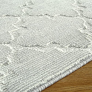 GAOMON 8x10 Large Shag Bedroom Rug, Solid Lattice Rug, Tufted Modern Geometric Area Rug Non-Shedding, Non Slip Moroccan Area Rug, Indoor Living Room Area Rugs, Grey 8'x10'